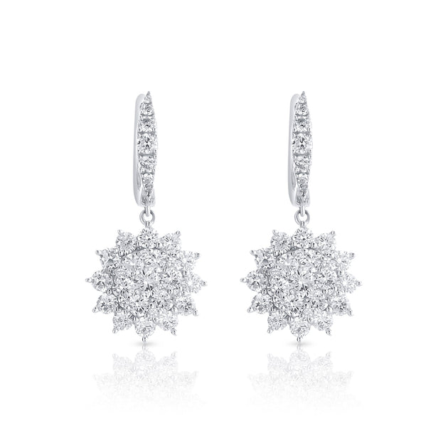 2.39 Cttw Diamond Cluster Drop Earrings set in 18k White Gold | The ...