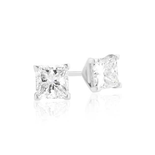 14K White Gold 0.88 CT Princess Diamond Martini Stud Earrings | The ...